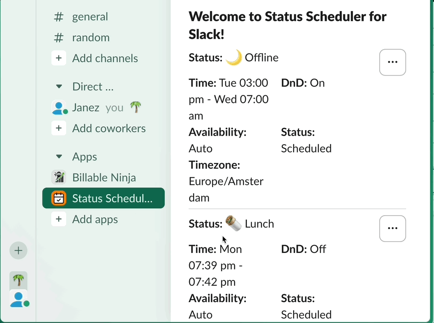 Automate Slack status | Status Scheduler